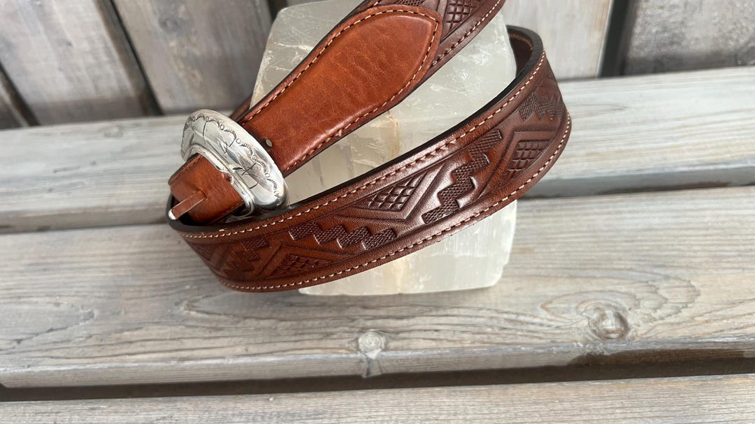 Mexico Leather Aztec Belt / Mexico Leather Belts - Etsy