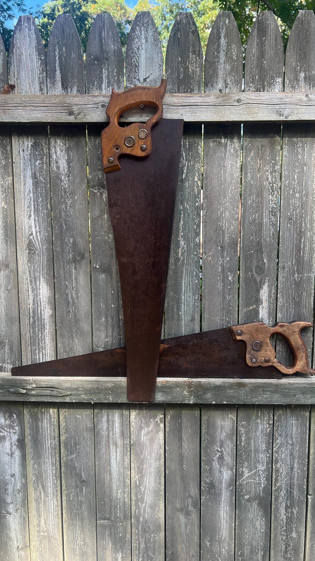Vintage Primitive Wood Handle Pair of Hand Saws / Rustic Tools - Etsy