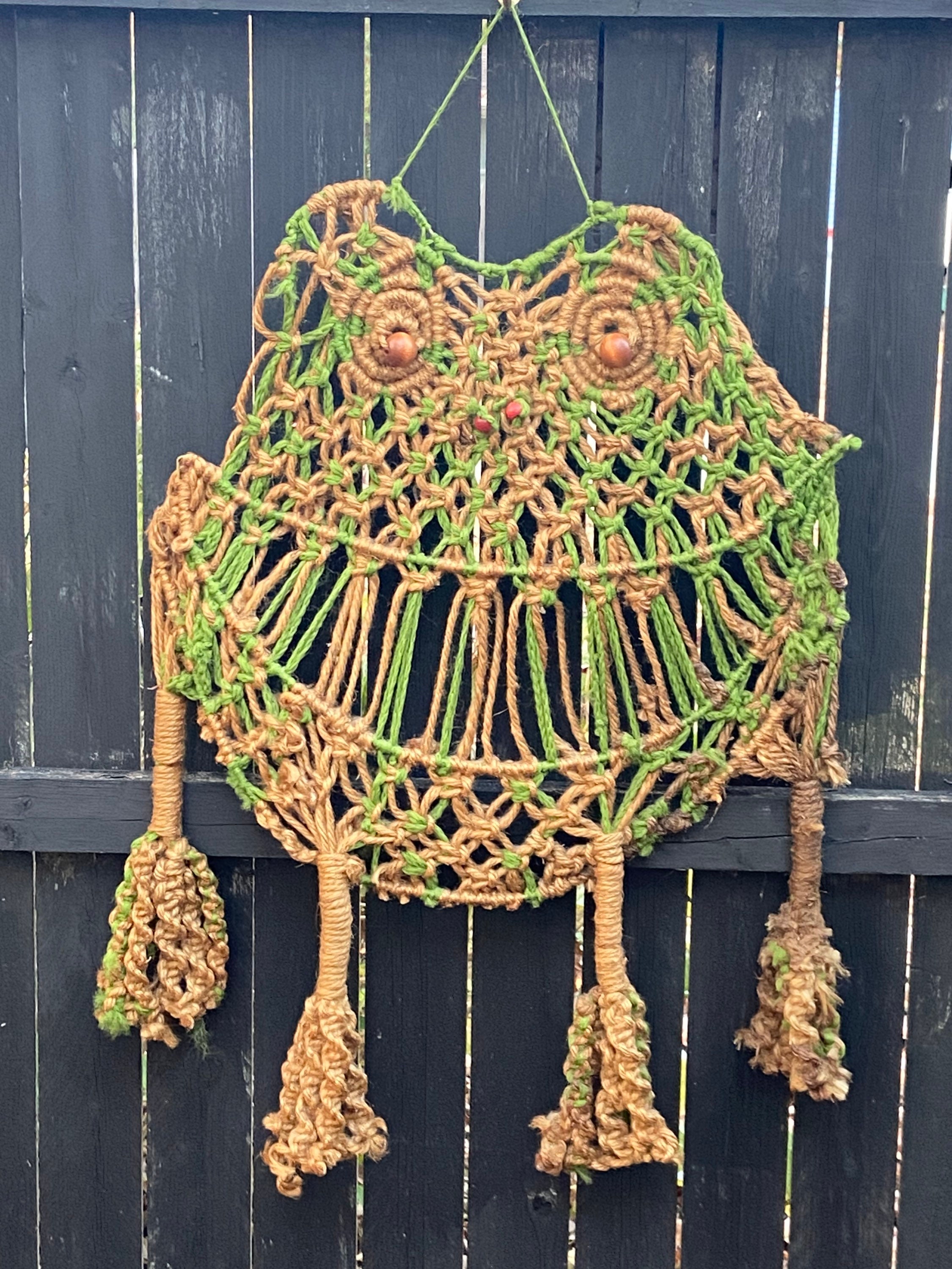 Vintage 1970s Large Macrame Frog Wall Hanging / 70s Mod Retro Home ...