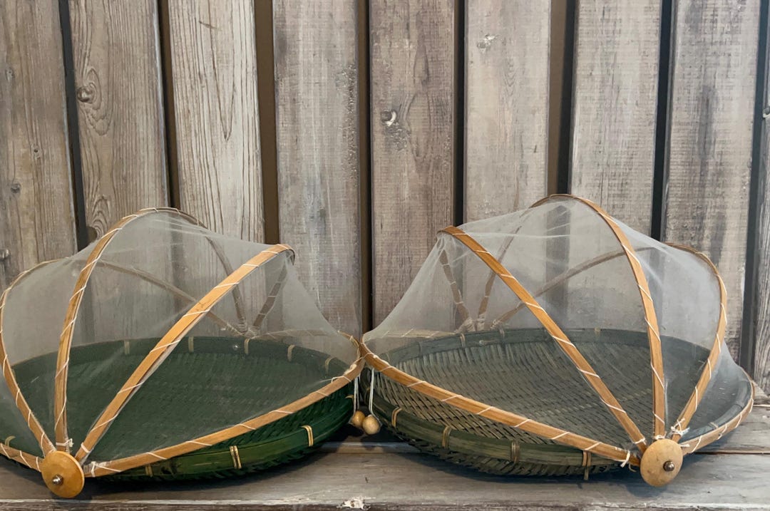 Vintage Patio Wicker Rattan Food Covers - Etsy