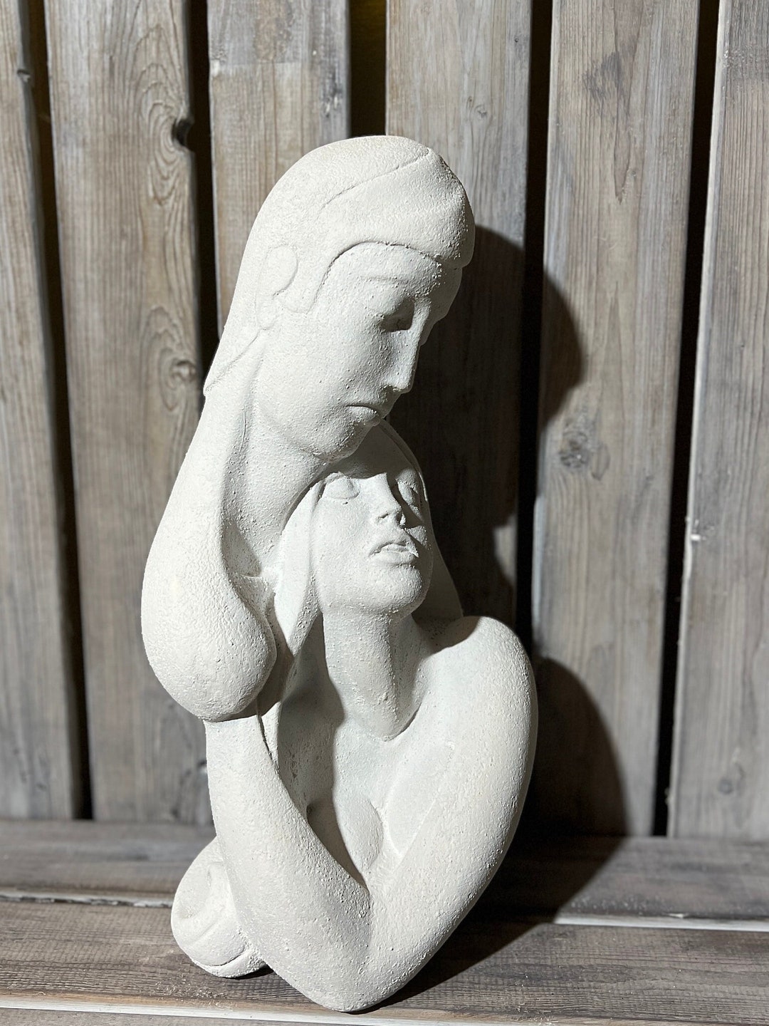 Vintage Modern Large White Plaster Statue/ Unity Love Man and Woman ...