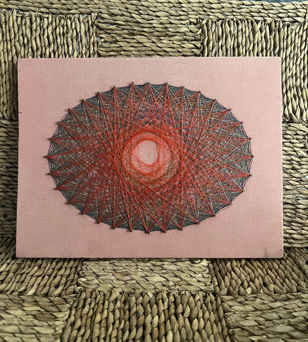 Vintage 70s Handmade Thread Art on Board / Spirograph Abstract Art ...