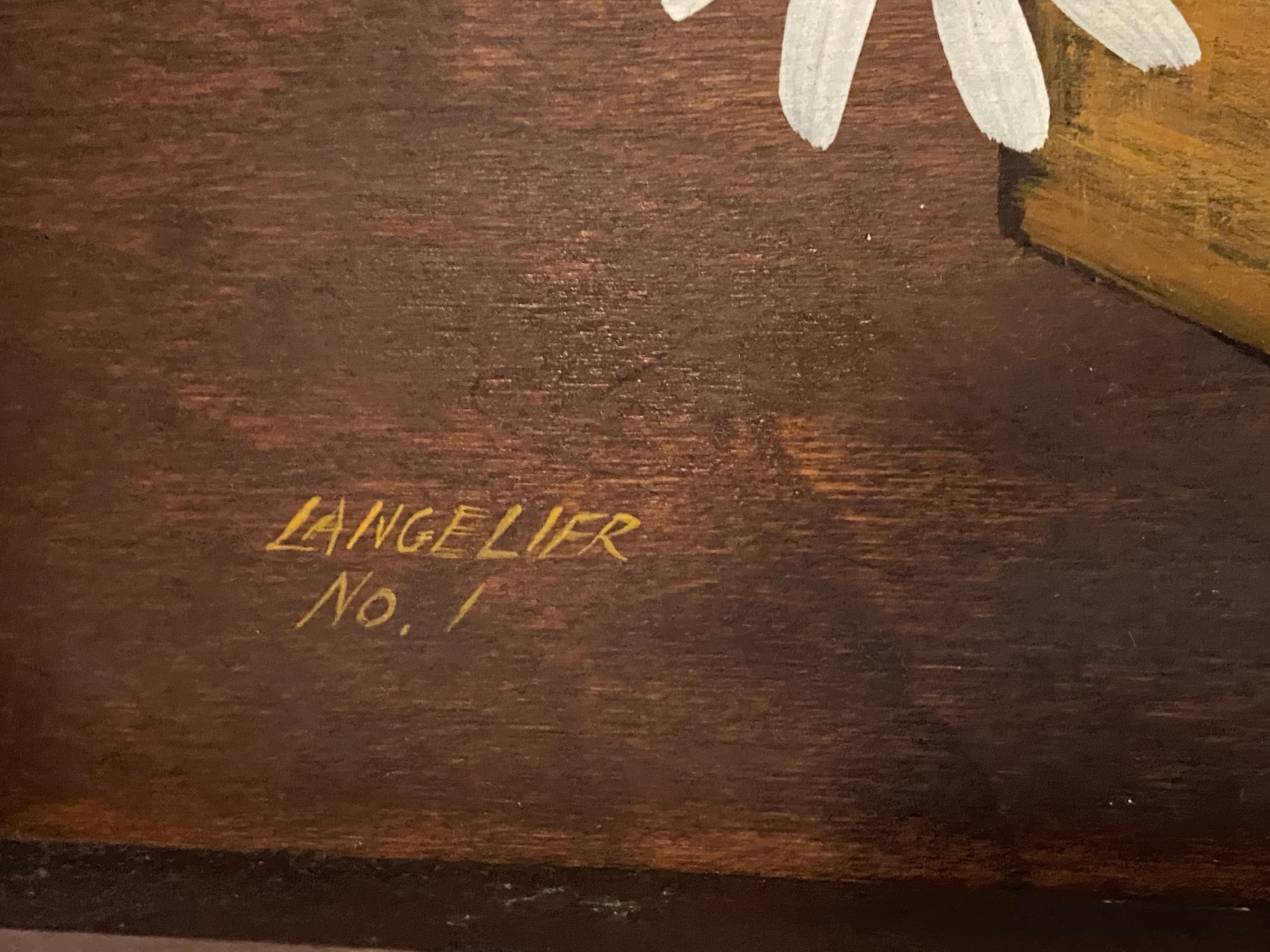 Vintage Langelier Framed and Signed Original Oil Painting of Daisies on ...