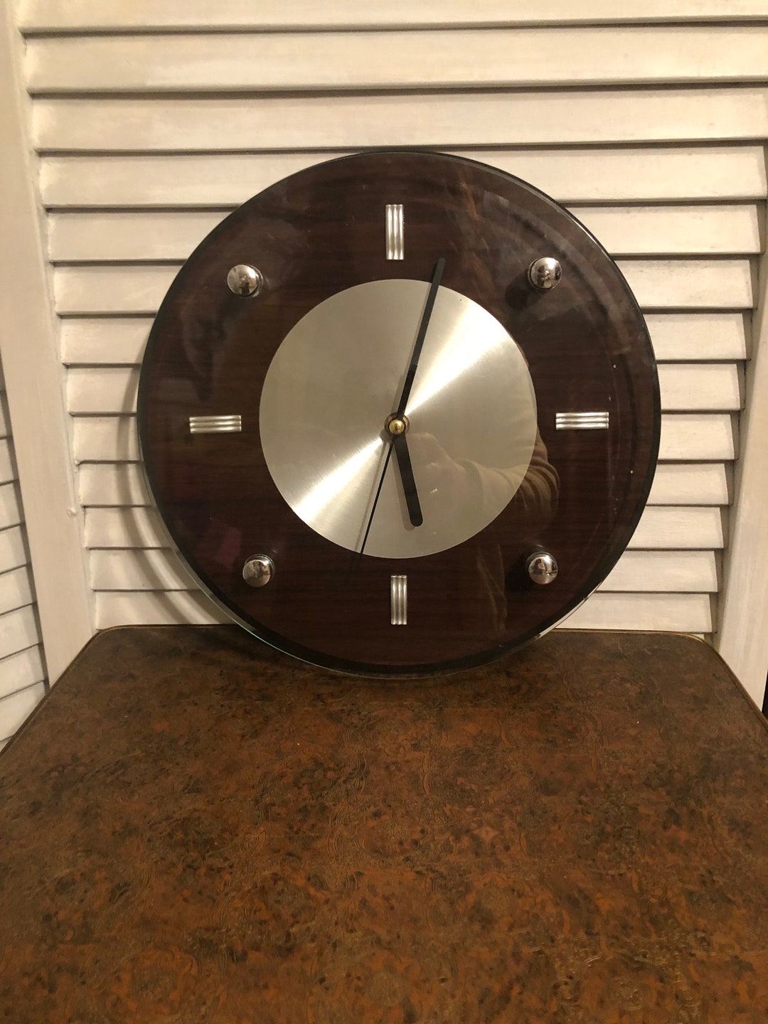 Vintage Mid-century Modern Wood Grain Wall Clock - Etsy