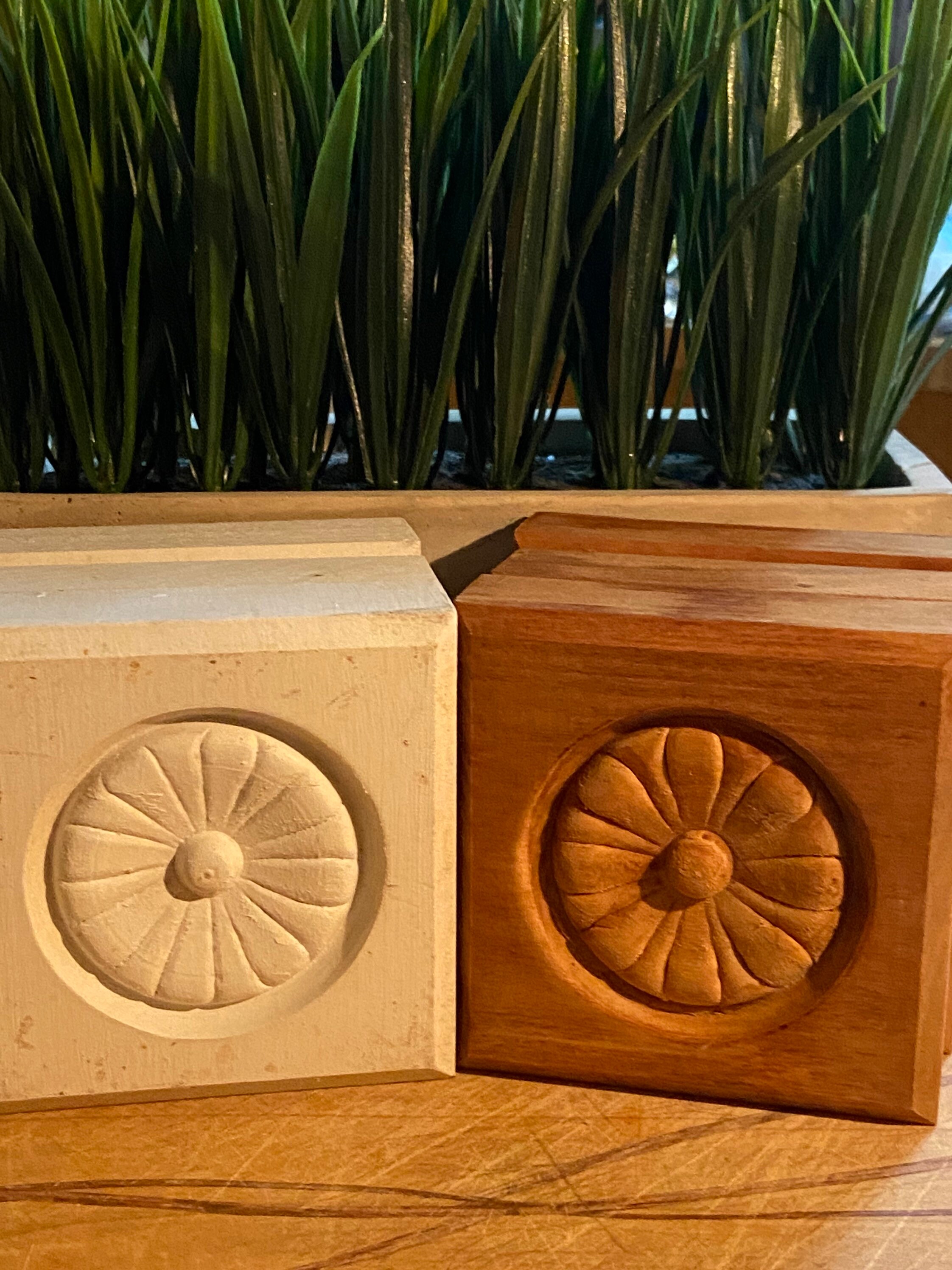 Vintage Solid Wooden Rosettes Bullseye Blocks / Window Trim 8 - Etsy