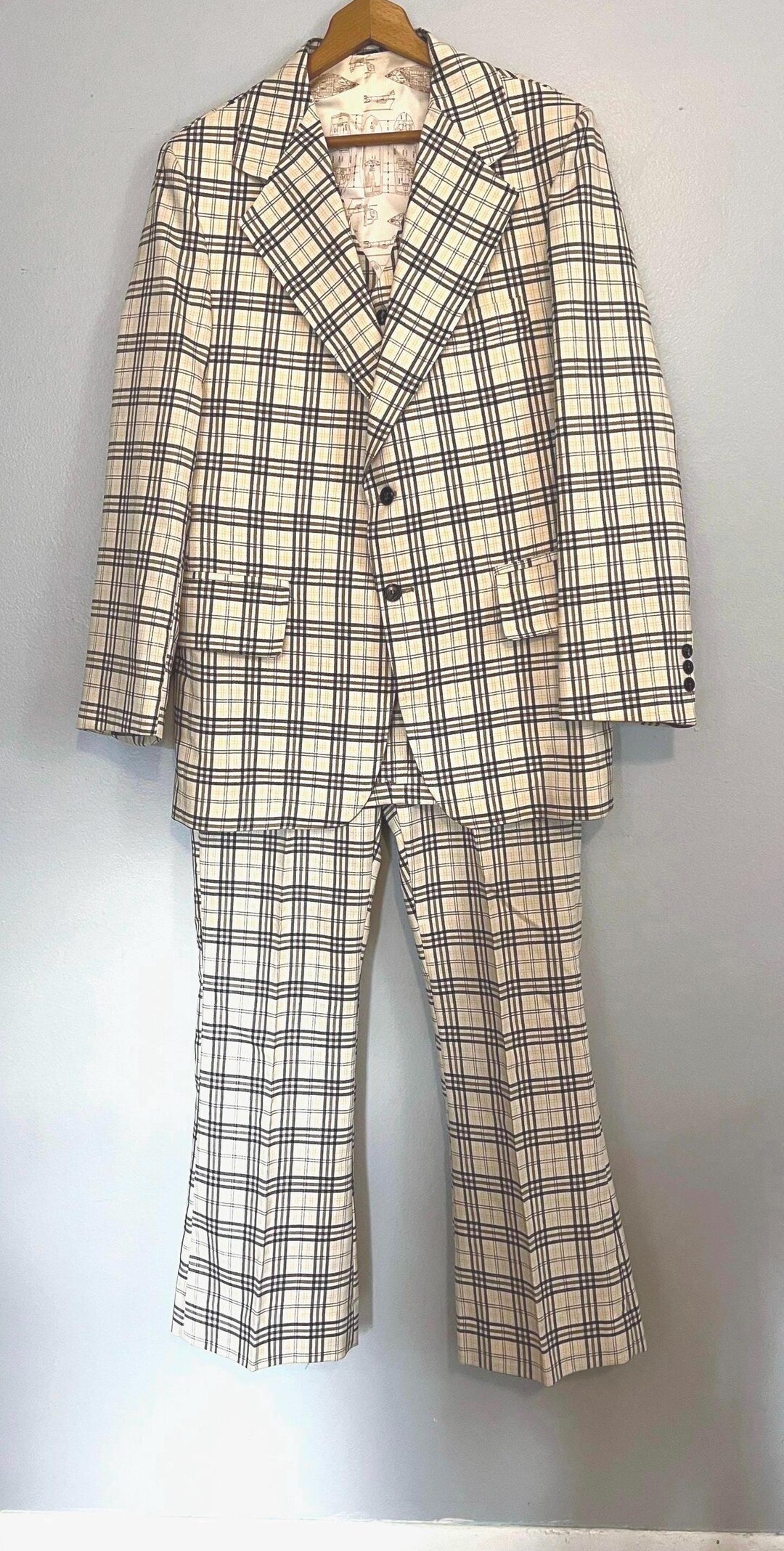 70s Retro Men’s 3 Piece Suit / Cotton Blend 70s Suits - Etsy