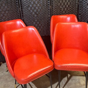 Modern Retro Red/orange Vinyl Dining Chair Set of 4 / Lion Brand ...