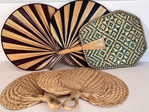 Vintage Asian straw fan collection /decorative fan co… - Gem