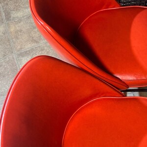 Modern Retro Red/orange Vinyl Dining Chair Set of 4 / Lion Brand ...