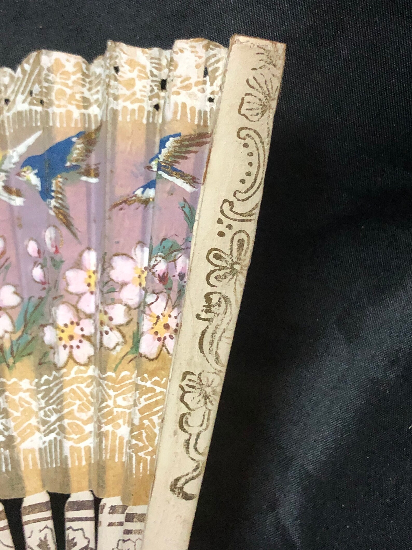 Vintage Paper Fan With Bird Design / Collectible Paper Fans / Victorian ...