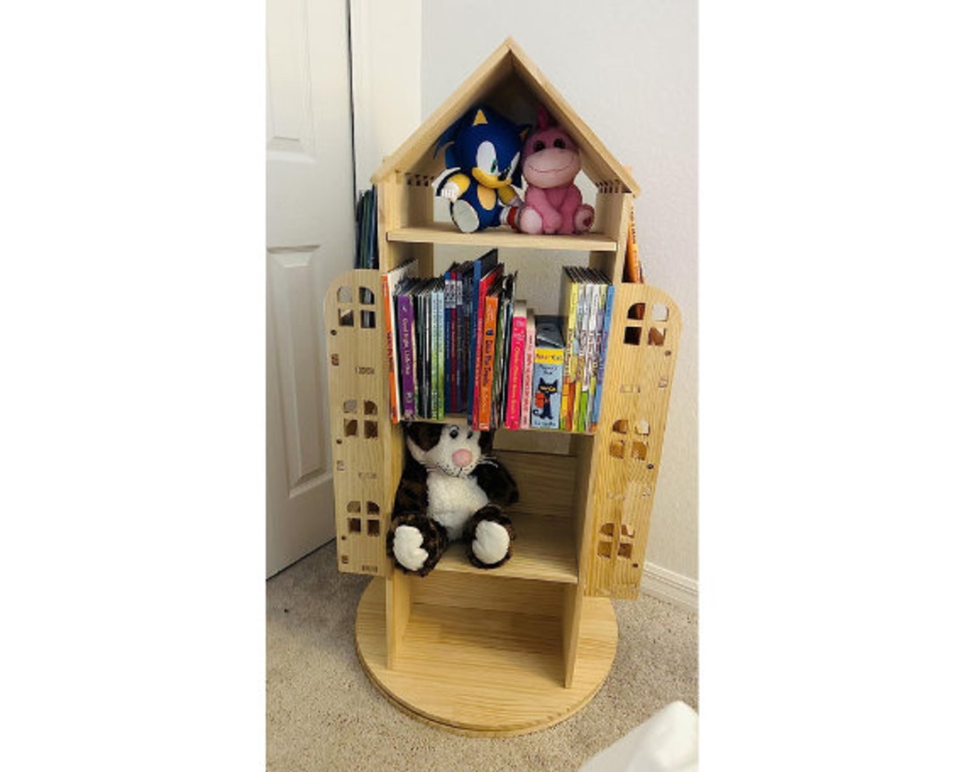 Wood Book Shelf Organizer Stand for Kids Rotating Bookshelf - Etsy