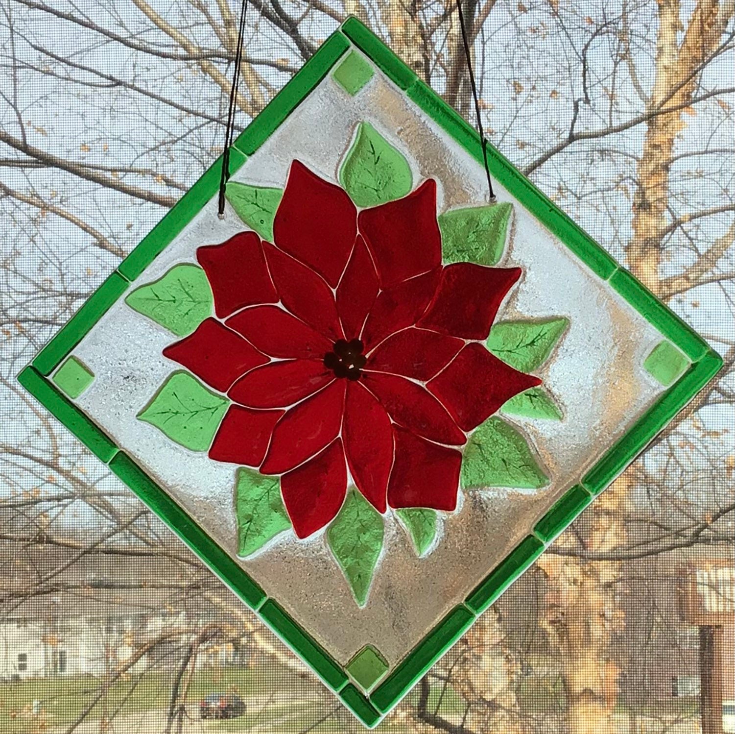 Poinsettia Pattern Stained Glass