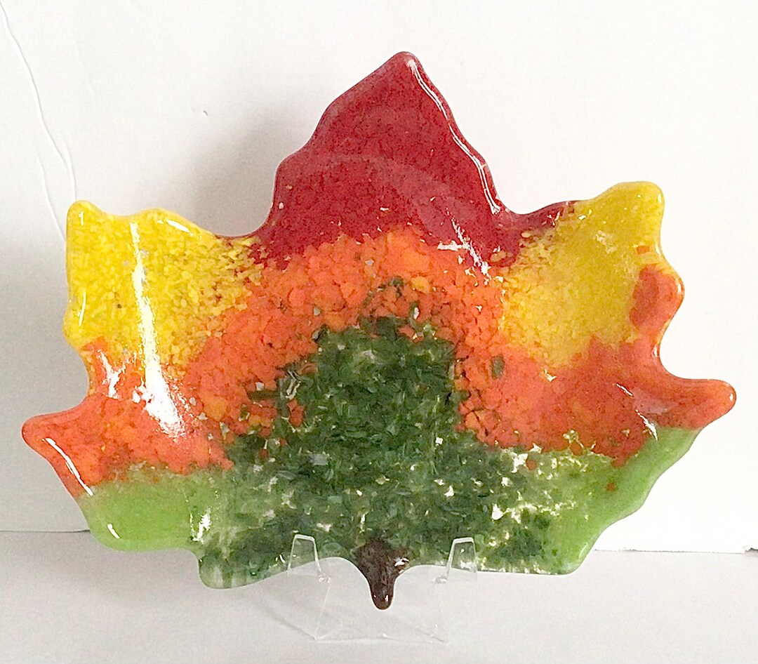 Stained Glass Maple Leaf Fused Decorative Bowl - Etsy