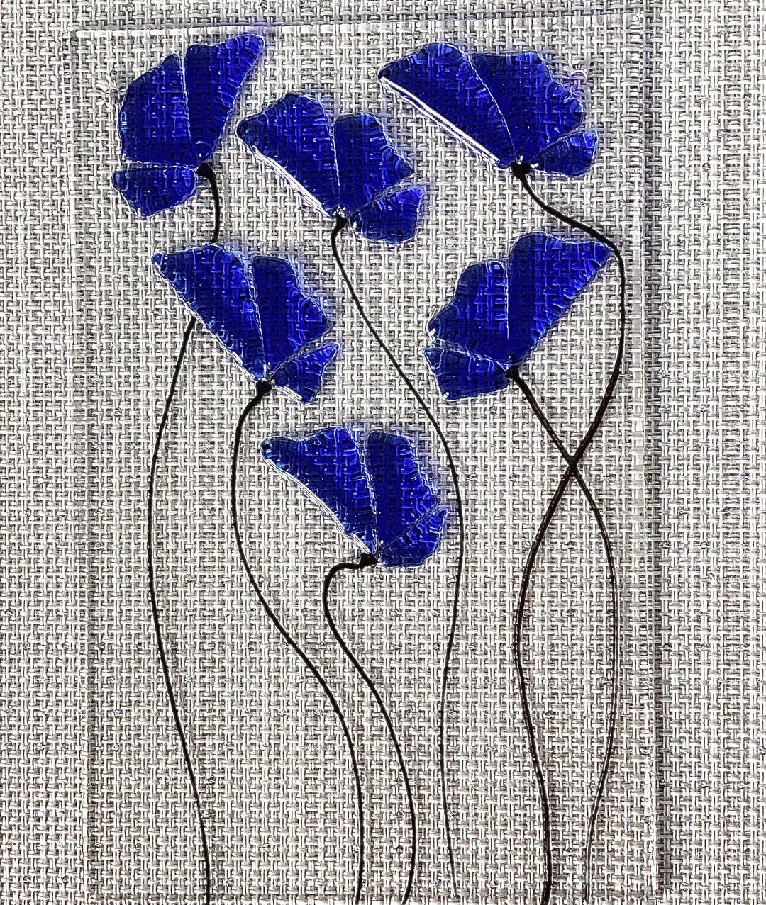 Cobalt Blue Flowers Fused Glass Suncatcher/window Panel - Etsy