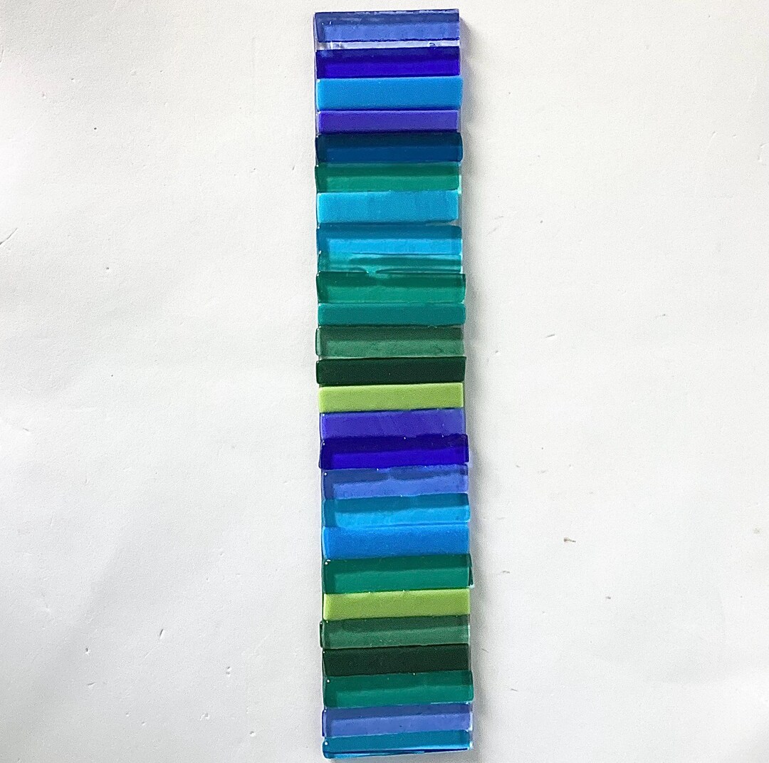 Abstract Blue and Green Stripes Fused Glass Suncatcher - Etsy
