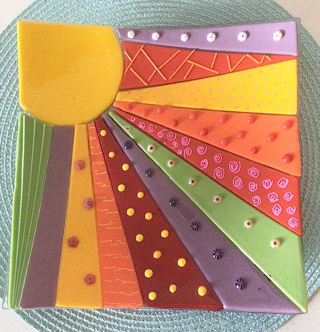 Whimsical Fused Glass Decorative Dish - Etsy