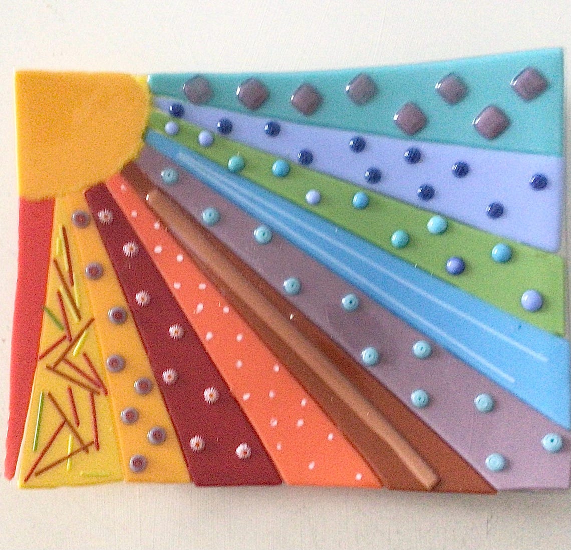 Whimsical Sun Rays Fused Glass Decorative Dish - Etsy