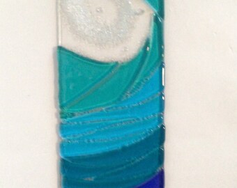 Ocean Waves Turquoise Blue Stained Glass Fused Wall Panel | Etsy