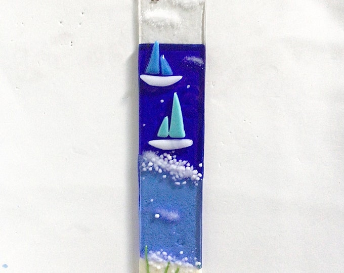 Cobalt and Blue Ocean With Sailboats Stained Glass Suncatcher - Etsy