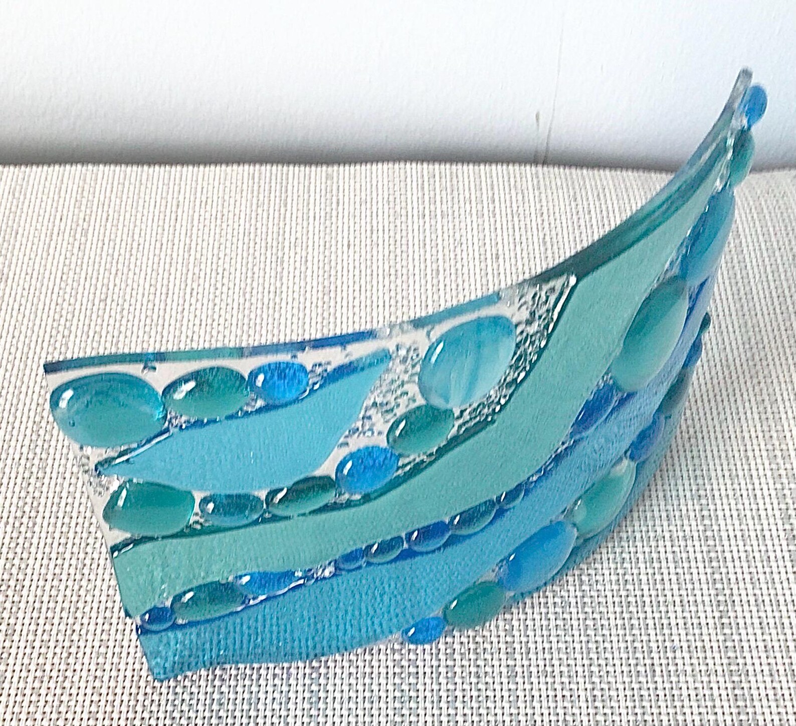 Abstract Ocean Waves Fused Glass Freestanding Panel - Etsy