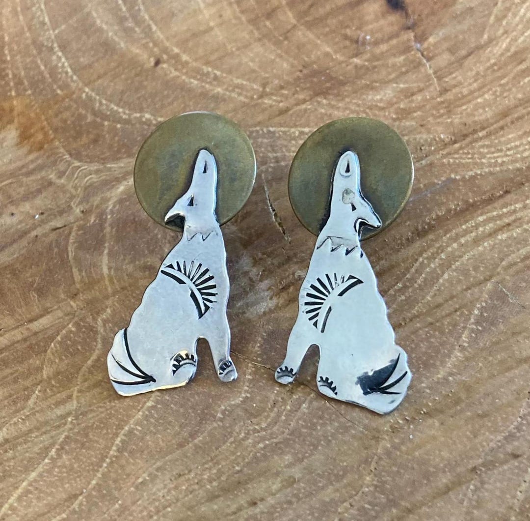 Vintage Sterling Silver Howling Wolf Earrings, Howl at the Moon, Nature ...