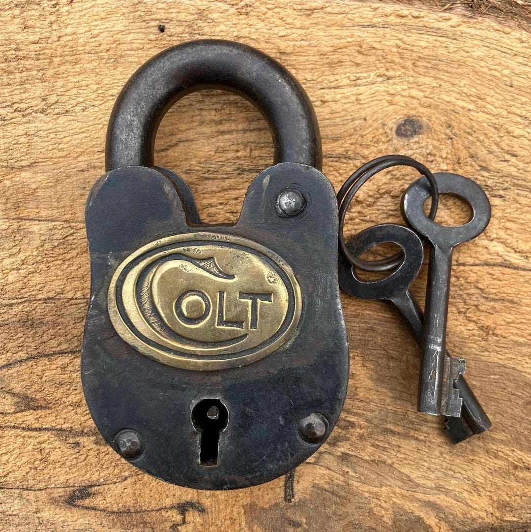 Old Style Colt Padlock, Gate Lock, Gun Cabinet Lock, Rustic Decor ...