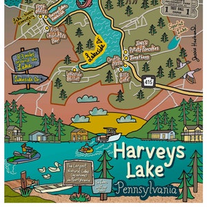 Map of Harveys Lake PA Lake Maps Lake Life PA Maps NEPA - Etsy