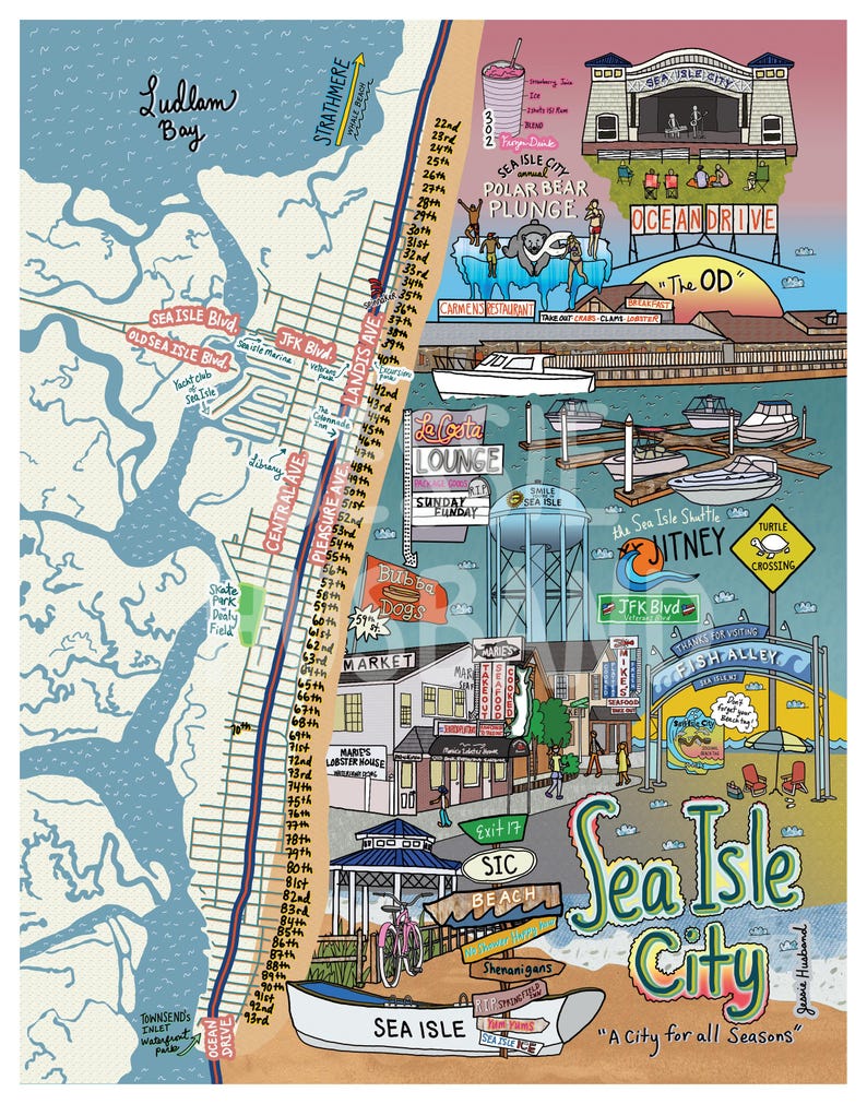 Map of Sea Isle City, New Jersey,sic, Beach Town, NJ Beaches ...