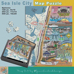 Beach Town Map Puzzles, New Jersey, Delaware, Sea Isle City, Rehoboth ...