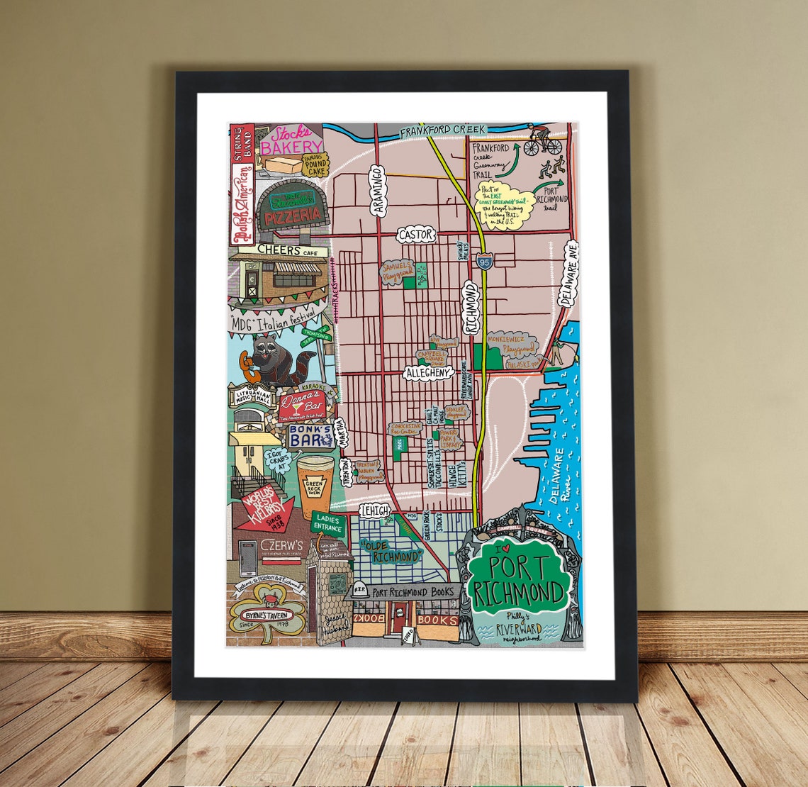 Map of Port Richmond. Philadelphia. Philly Neighborhood Map, Philly Art ...