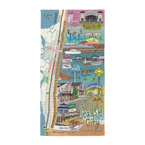 Sea Isle City, New Jersey Map Beach Towel, Map Art - Etsy