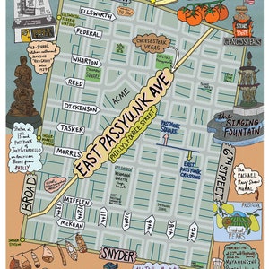 Map of East Passyunk, Philadelphia, Philly Neighborhood Map, Philly Art ...
