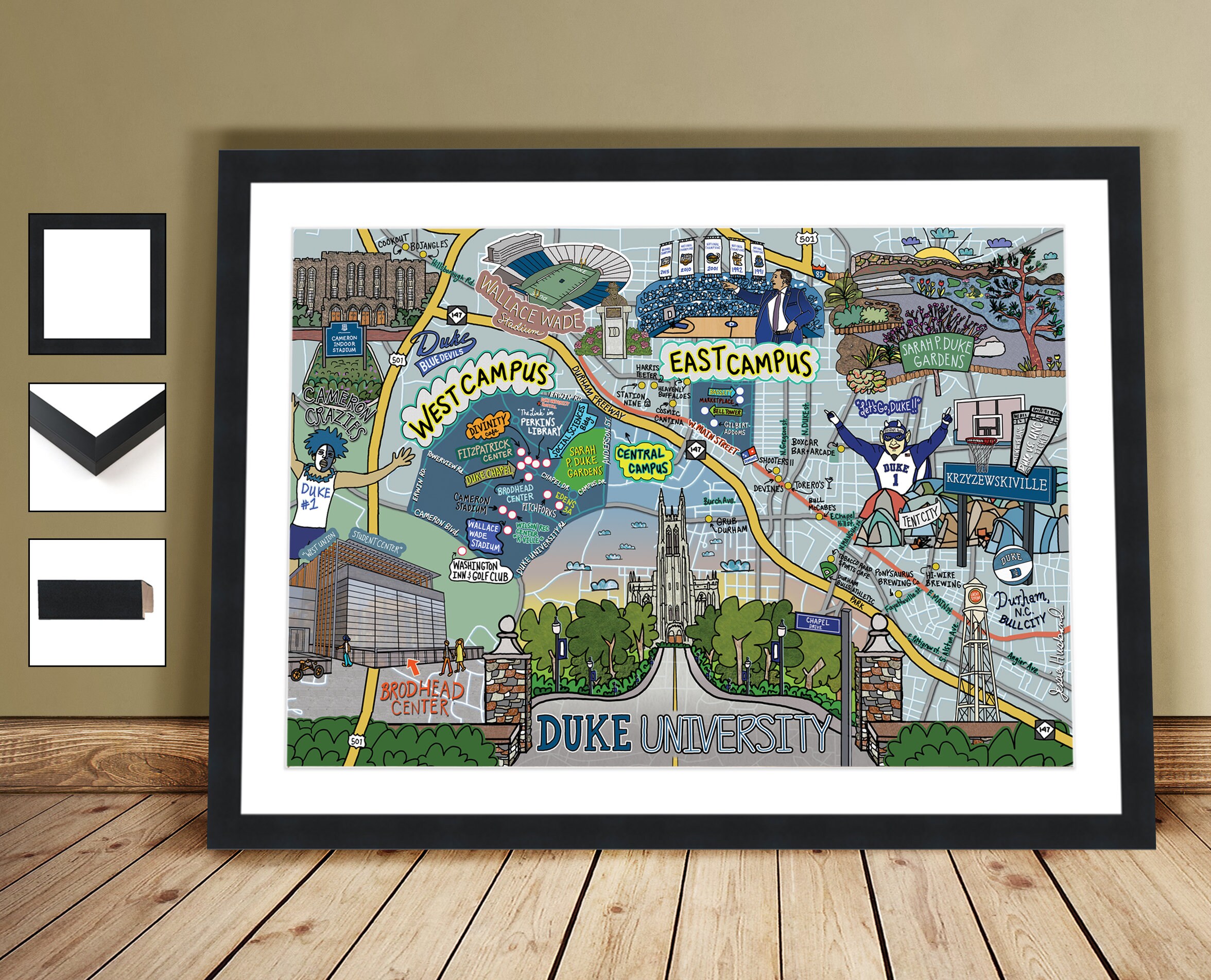 Map of Duke University Durham North Carolina customization - Etsy