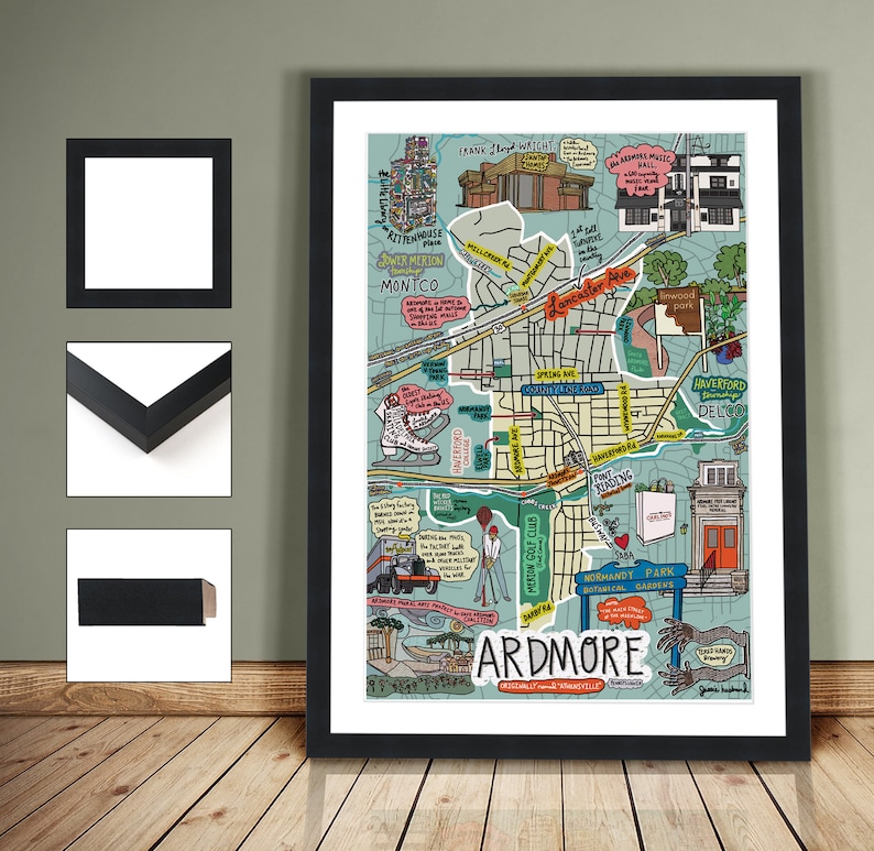 Map of Ardmore Pennsylvania Map Art Philly Pennsylvania | Etsy