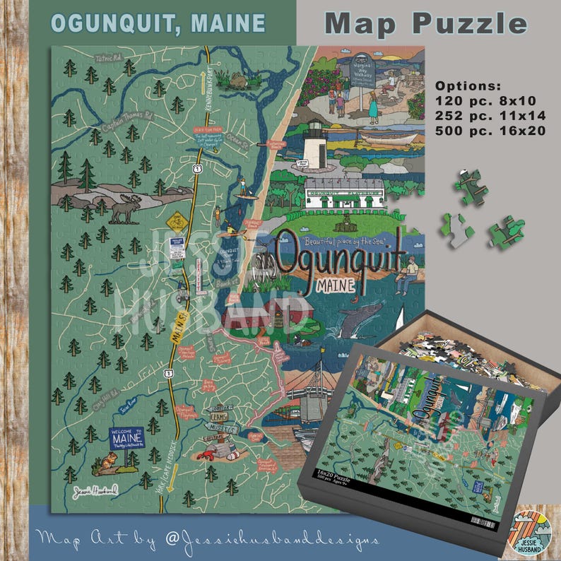 Beach Town Map Puzzles, New Jersey, Delaware, Sea Isle City, Rehoboth ...