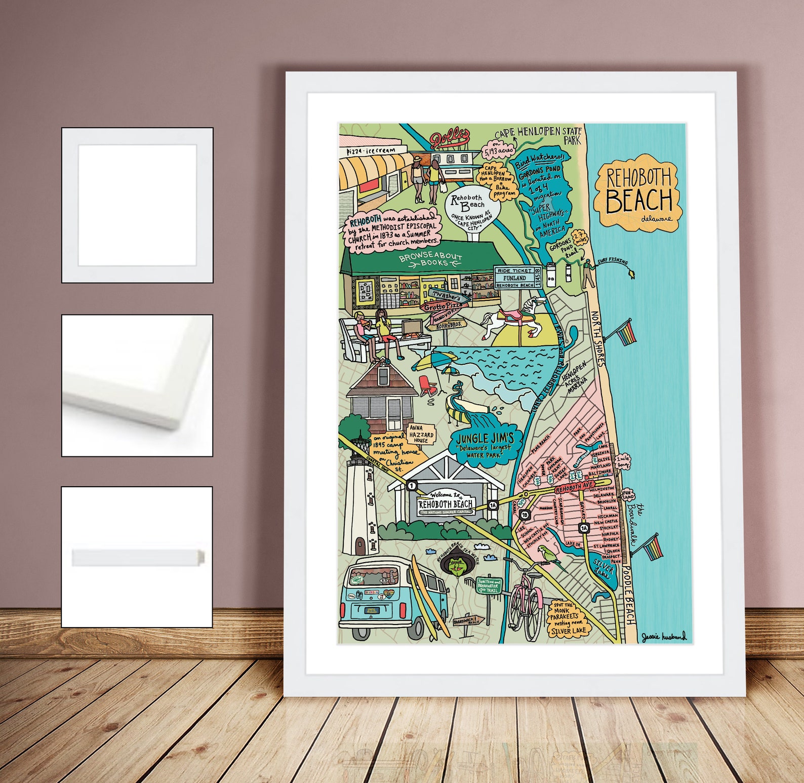 Map of Rehoboth Beach, Delaware, Beach Town, DE Beaches (customization ...