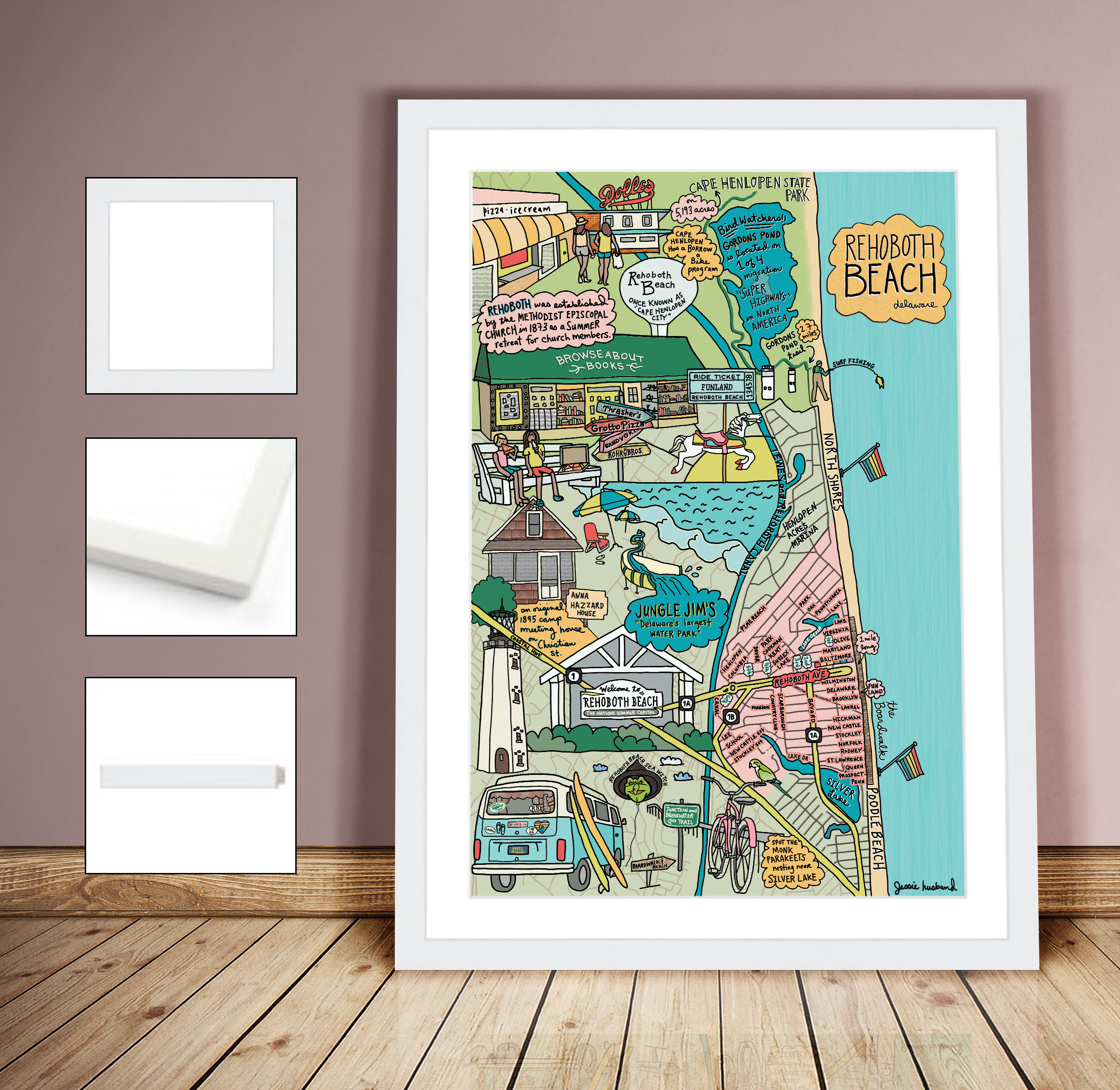 Map of Rehoboth Beach, Delaware, Beach Town, DE Beaches (customization ...