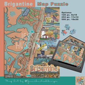 Beach Town Map Puzzles, New Jersey, Delaware, Sea Isle City, Rehoboth ...