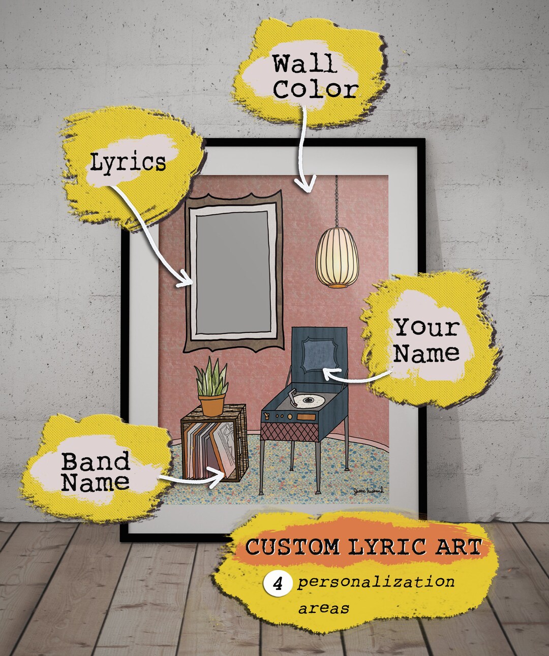 Custom, Personalized Song Lyrics, Lyric Art, Record Player, Hand ...