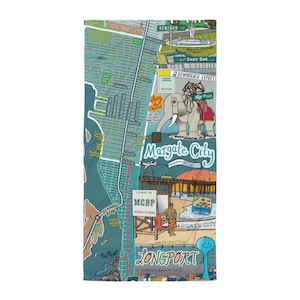 Margate City, Longport, New Jersey Map Beach Towel, Map Art - Etsy