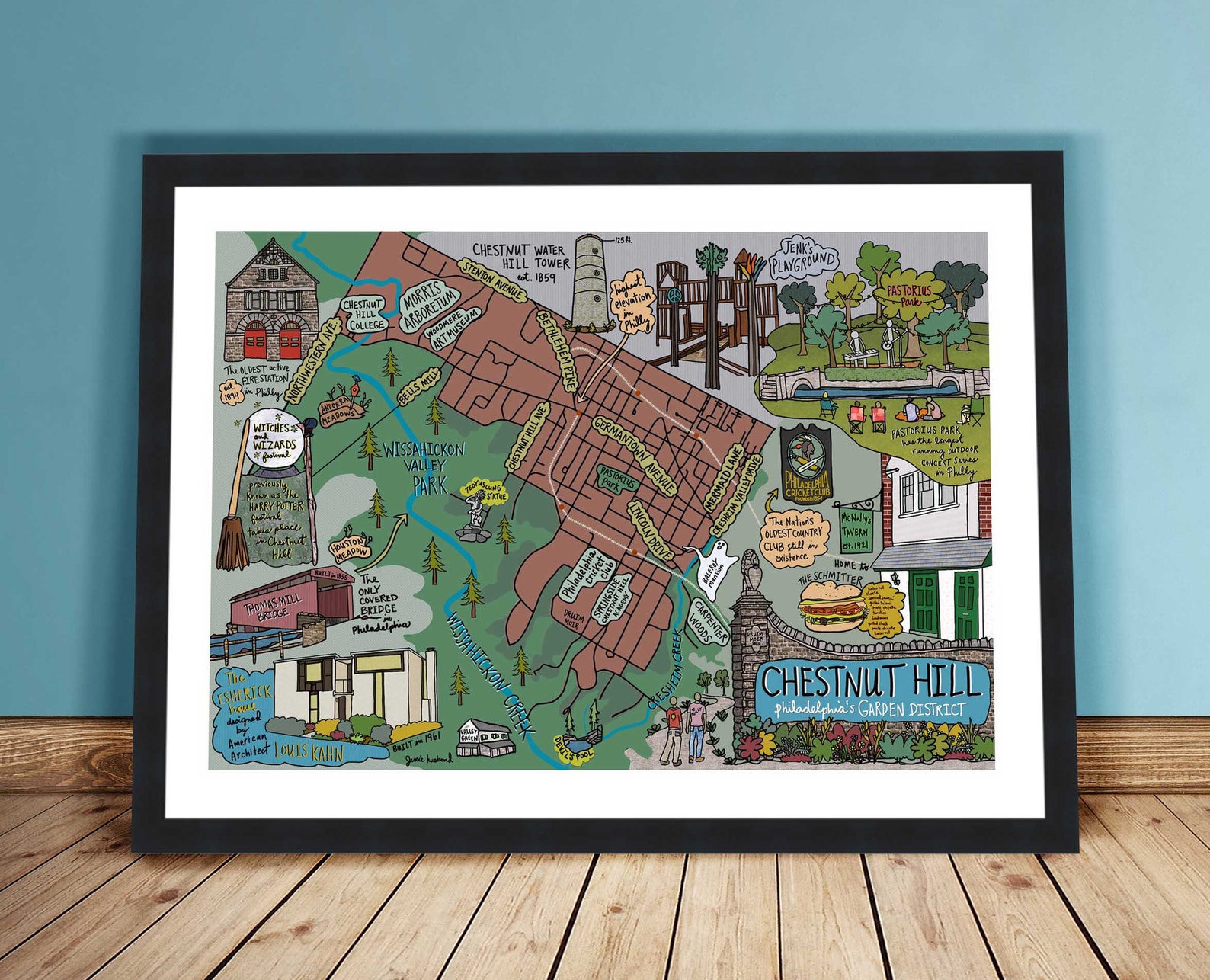 Map of Chestnut Hill Philadelphia Philly Neighborhood Map - Etsy