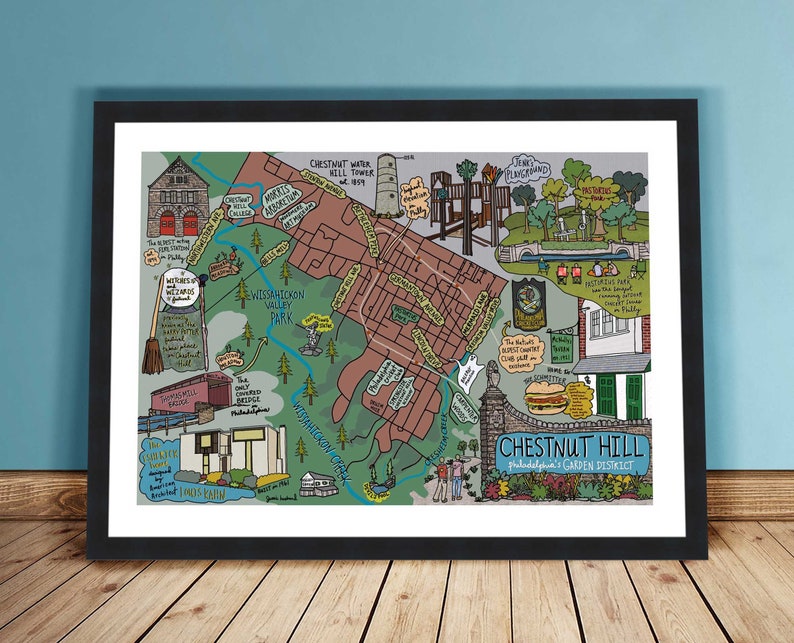 Map of Chestnut Hill Philadelphia Philly Neighborhood Map - Etsy