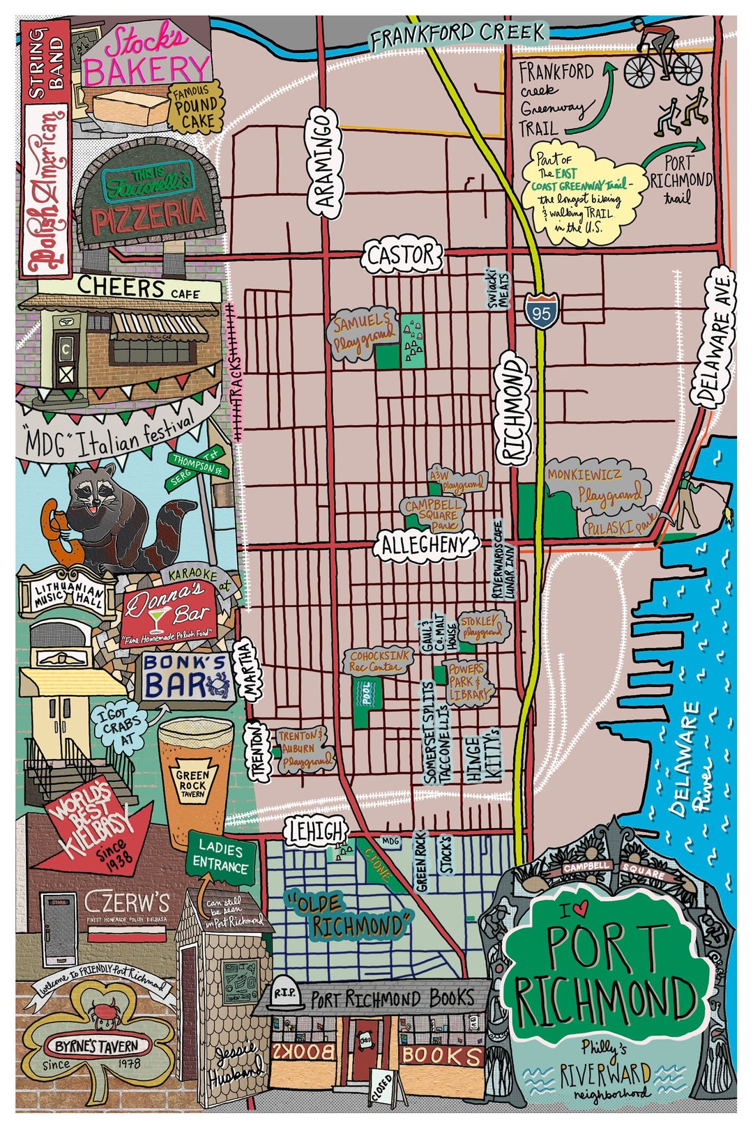 Map of Port Richmond. Philadelphia. Philly Neighborhood Map, Philly Art ...