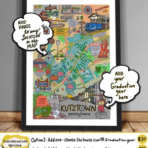 Map of Kutztown, PA, Berks County, Kutztown University (customization ...