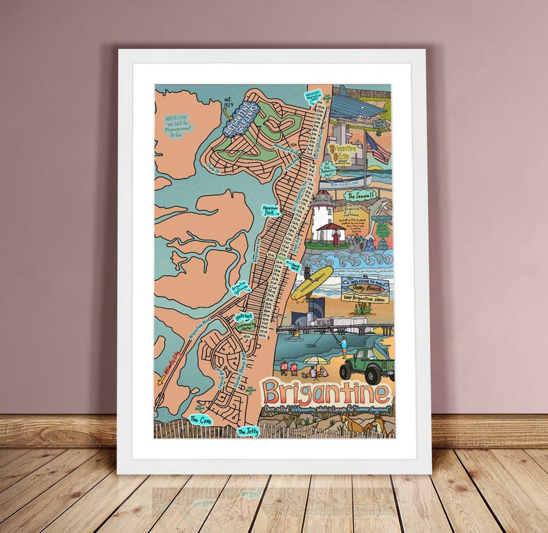 Map of Brigantine, New Jersey, Beach Town, NJ Beaches (customization ...