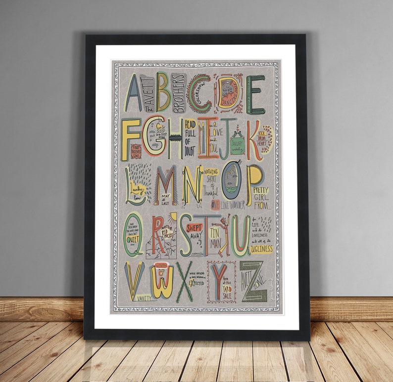 The Avett Brother's ABC Alphabet Art framing Options - Etsy
