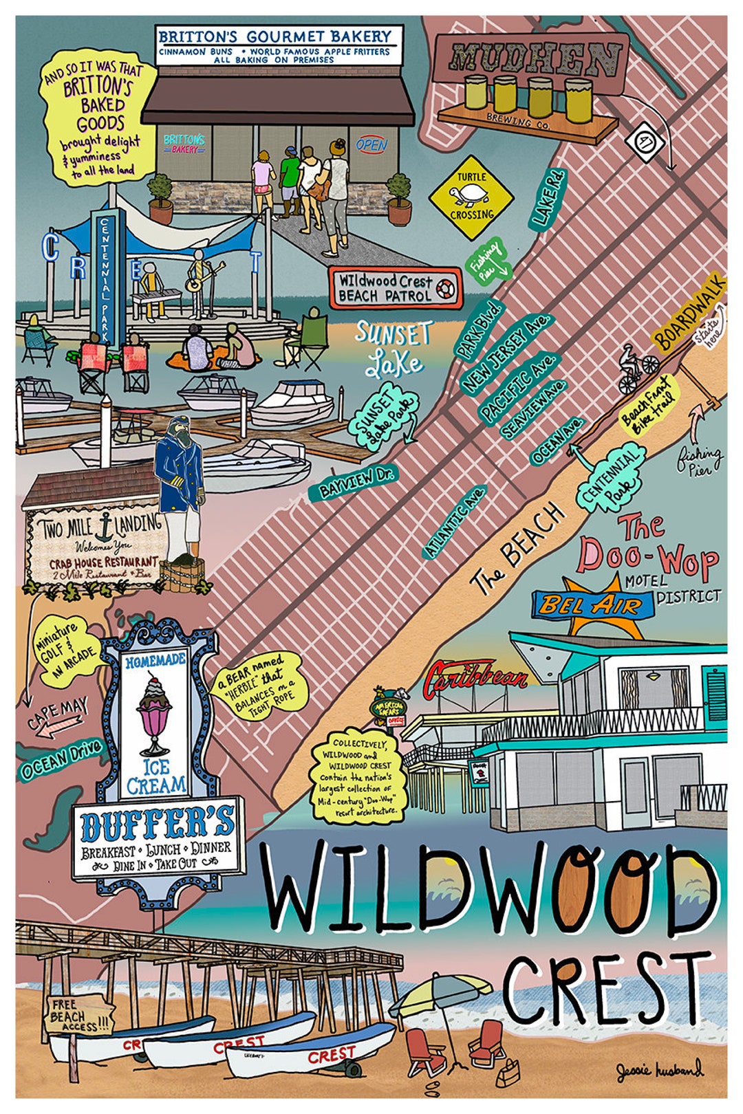 Map of Wildwood Crest, New Jersey, Beach Town, NJ Beaches ...