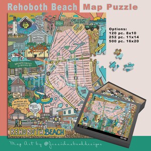 Beach Town Map Puzzles, New Jersey, Delaware, Sea Isle City, Rehoboth ...
