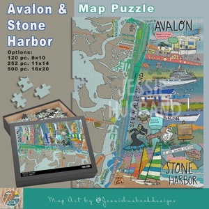 Beach Town Map Puzzles, New Jersey, Delaware, Sea Isle City, Rehoboth ...