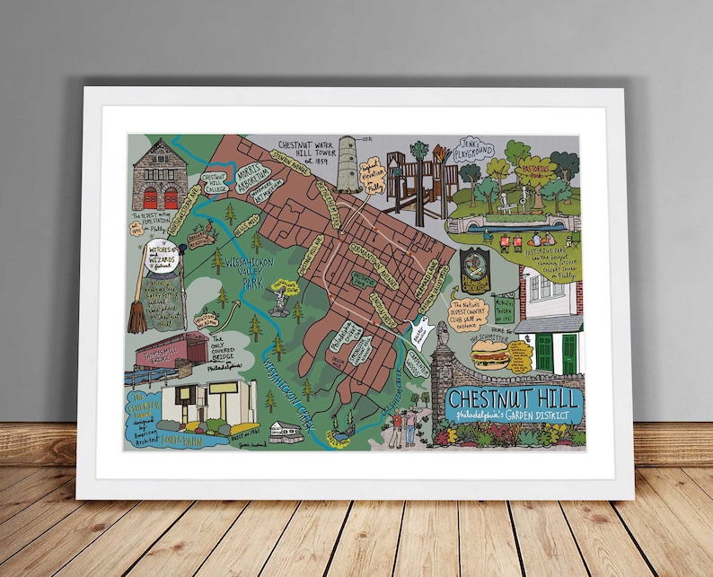 Map of Chestnut Hill Philadelphia Philly Neighborhood Map - Etsy